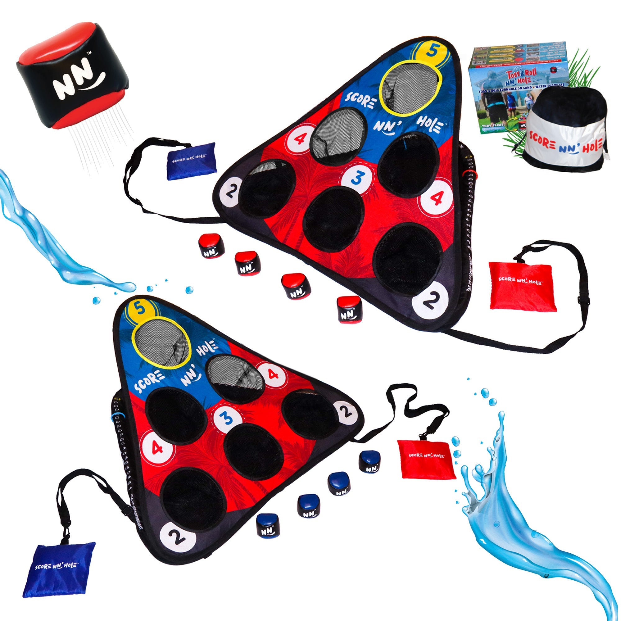 TOSS & ROLL NN' HOLE GAME SET - Toss and Roll Cornhole on land + Water